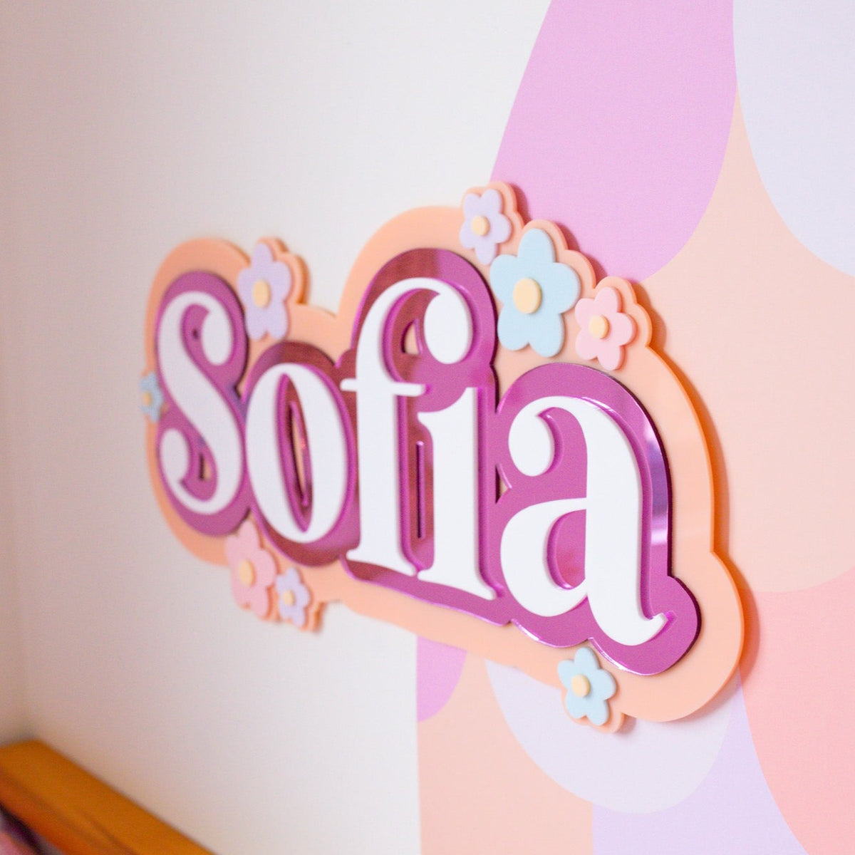 Triple Layer Flower Name Sign – Letterly